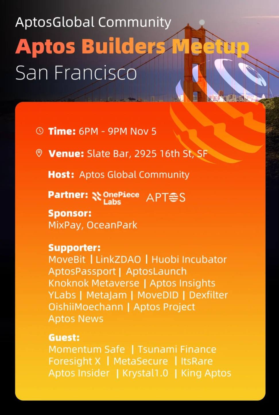 Aptos Builders Meetup 11 月 6 日正式开始 - Foresight News
