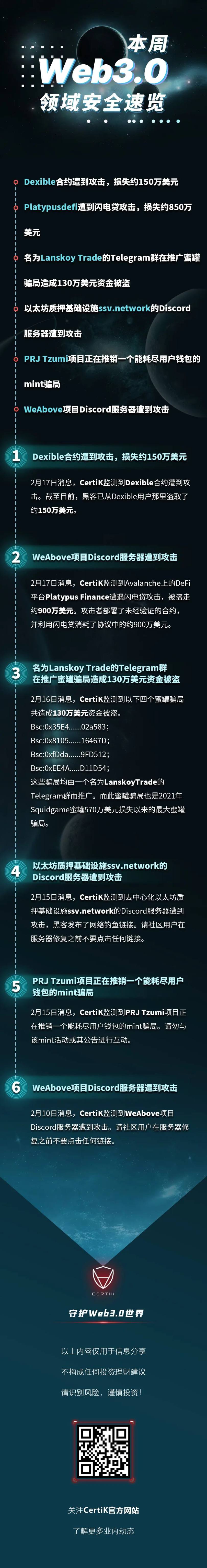 周安全动态速览 本周 Web30 领域因黑客攻击及欺诈骗局已造成超千万美元的资产损失 Foresight News