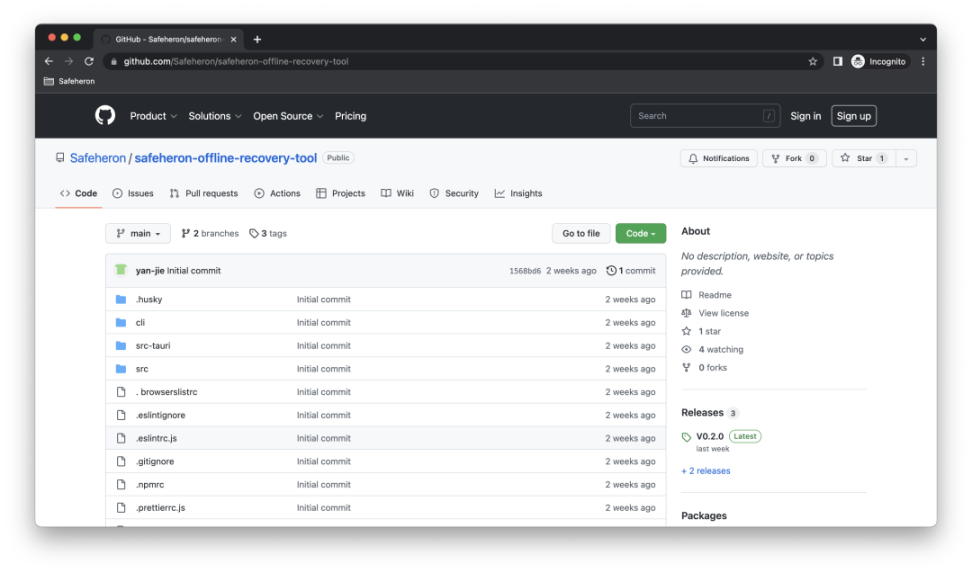 Safeheron 离线恢复工具正式开源 - Foresight News
