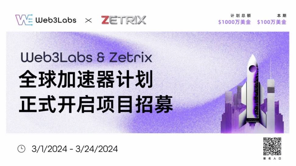 Zetrix & Web3Labs 全球加速器计划正式开启项目招募 - Foresight News