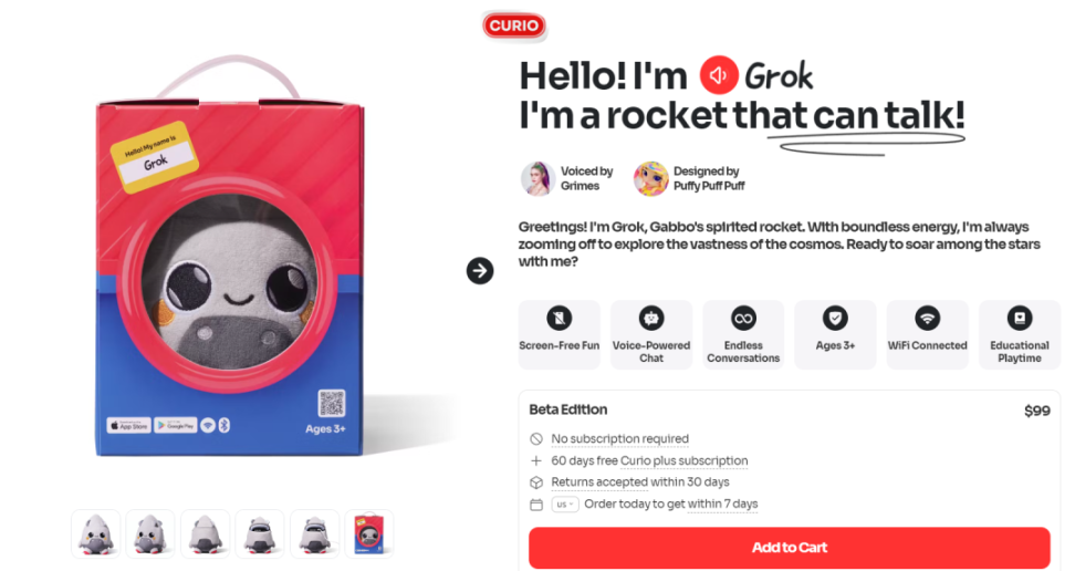 马斯克前女友打造，AI 毛绒玩具 Grok，小孩都爱疯了！ - Foresight News